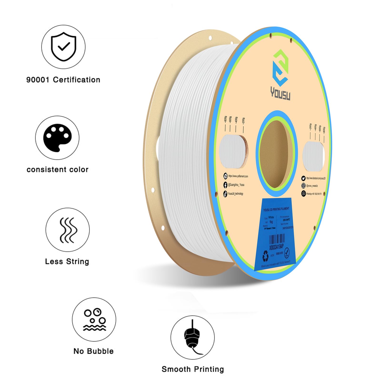 Mua YOUSU Polypropylene PP Filament, 1.75mm 3D Printer Filament for FDM ...