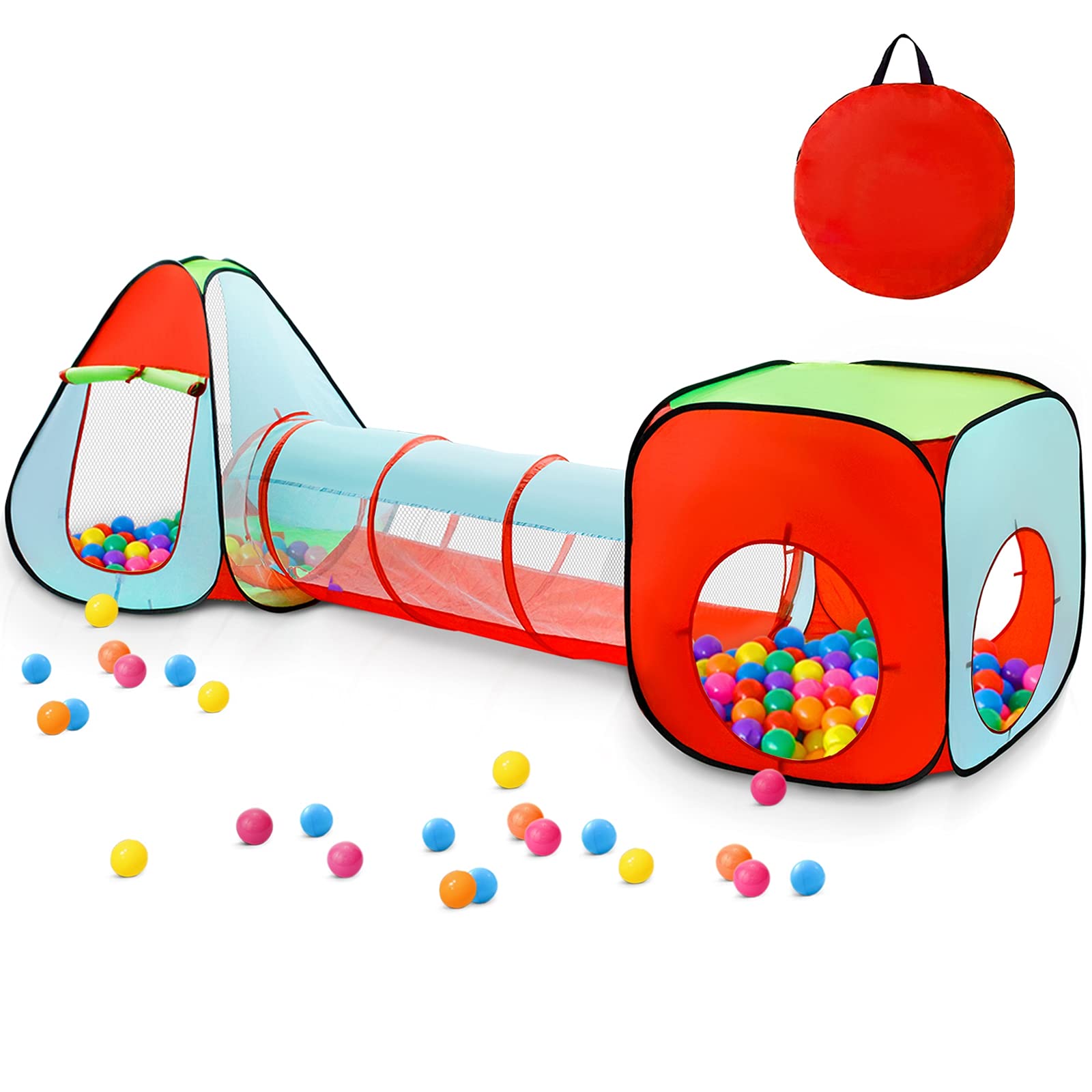 3pc Kids Play Tent for Toddler with Ball Pit+Crawl Tunnel+Castle Tent ...