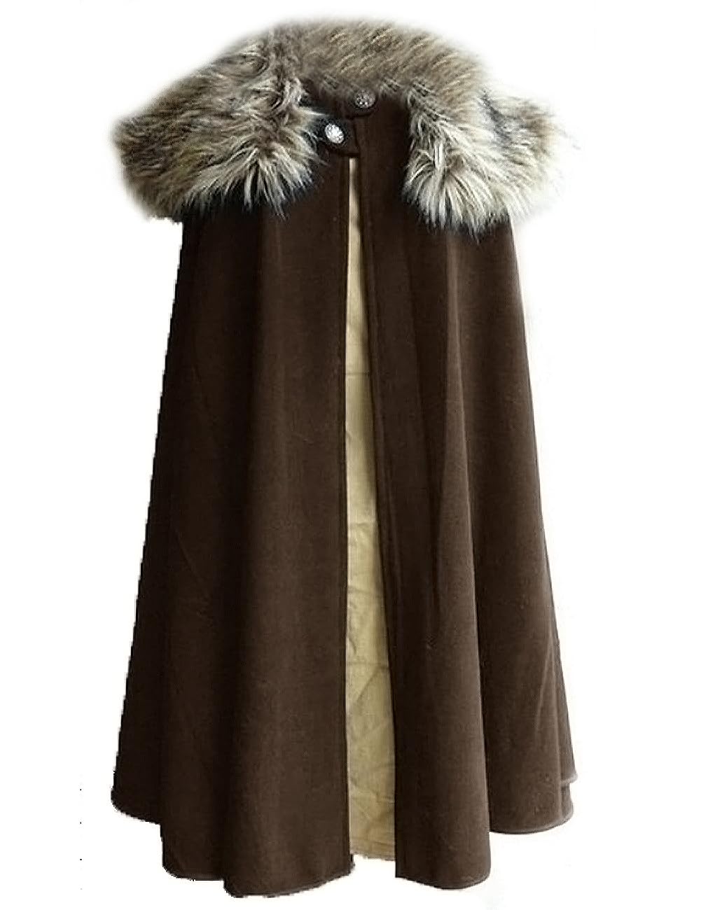 MSOrient Mens Viking Fur Shoulder Cape Brown With Fur Cloak Medieval ...