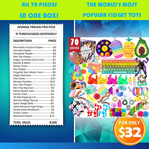 70 PCS Fidget Packs Fidget Toy Set Anti-Anxiety Tools, Big Size Easter Fidget Block Set Cheap ...