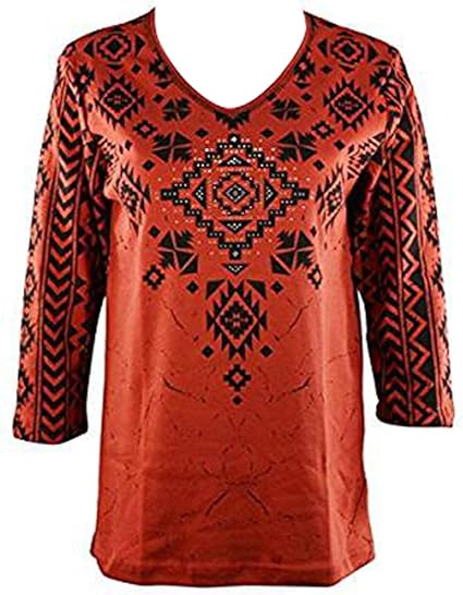 Cactus Bay - Scottsdale, 3/4 Sleeve, V-Neck, SW Themed Rhinestone ...