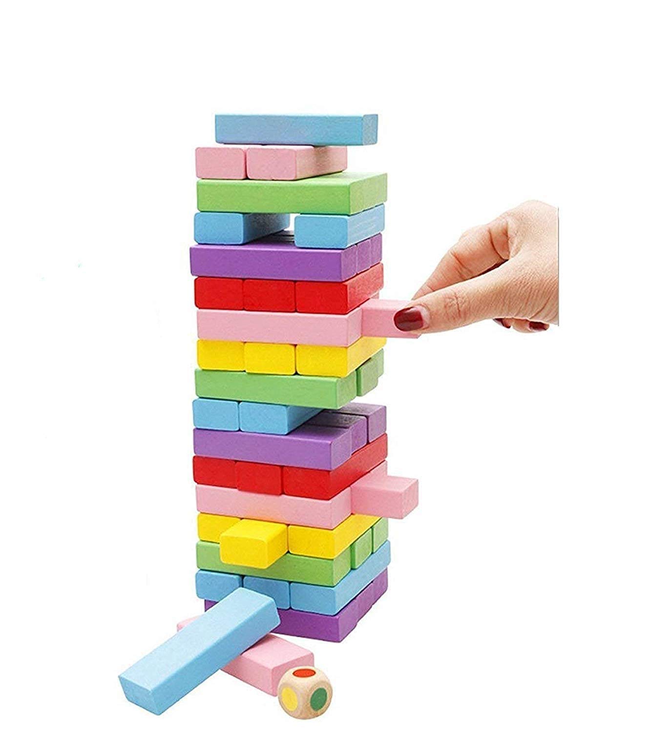 Buy Stock Port Colour Jenga Blocks Timber Tower Tumbling Game for Kids ...