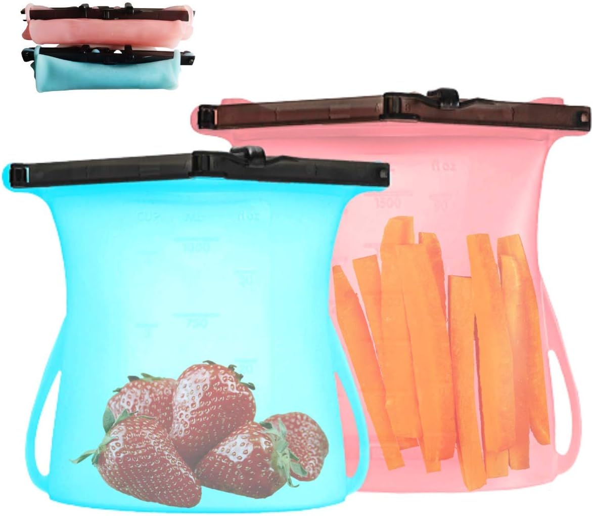 2x Sac Ecologique Reutilisable De Silicone, Idéal Sacs Congelation, Sac ...
