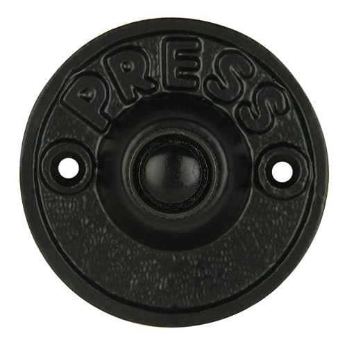 Wired Iron Circular Doorbell Chime Push Button in Black Powder Coat ...