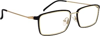 Buy Hrinkar Rectangle Black Gold Full Rim Metal:Plastic Latest Stylish ...