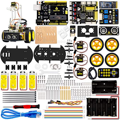 KEYESTUDIO 4WD Bluetooth Smart Car Robot Arm Building Starter Kit for Arduino ，for Uno R3 ...
