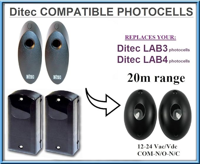 Ditec LAB3 / Ditec LAB4 compatible universal infrared photocells ...