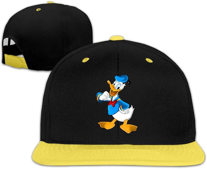 Donald Duck Design Adjustable Snapback Hip Hop Hats for Boys Yellow at ...