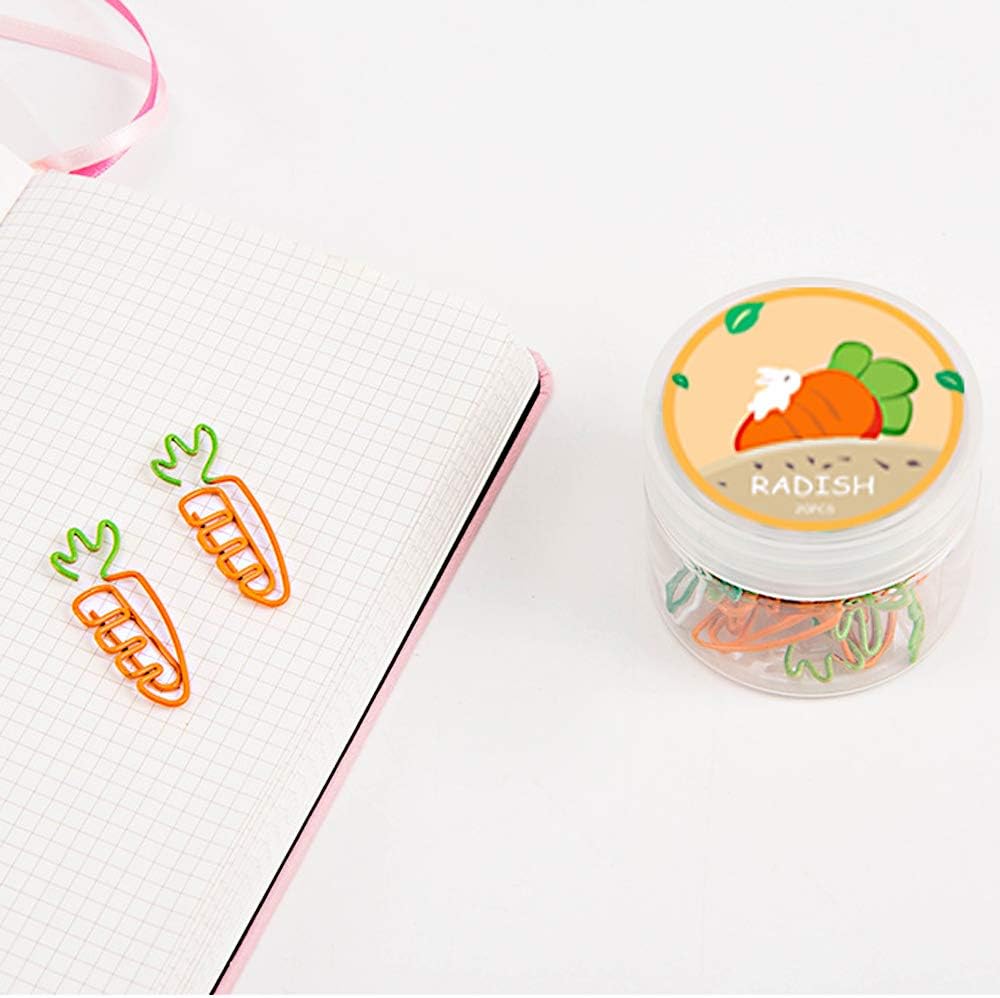 DMGARDEN 20Pcs 48mm x 40mm Paperclips, Cute Carrot Shape Metal Paper ...