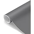 16"x198" Matte Grey Contact Paper Gray Wallpaper Thick Waterpoof Peel ...
