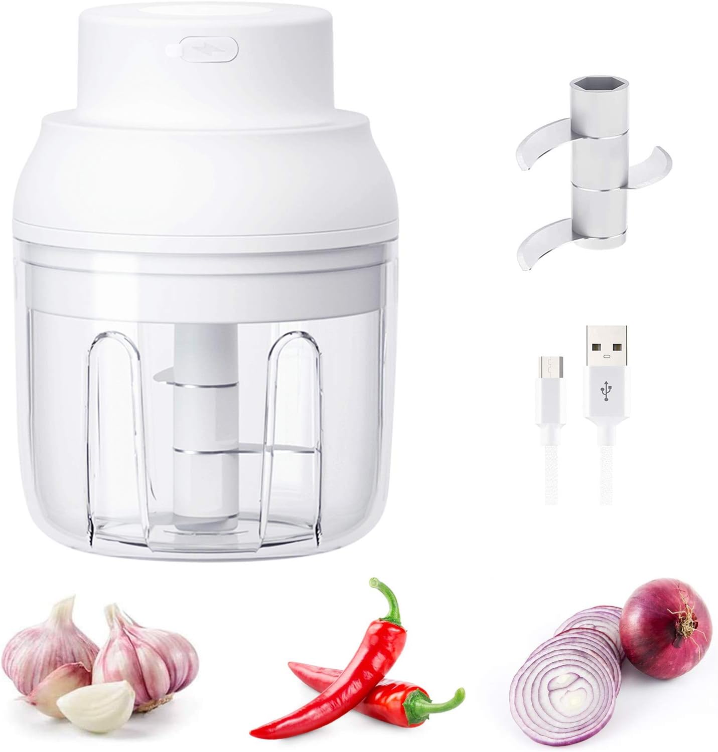 Electric Garlic Chopper,250ml Wireless Mini Food Chopper, Portable Food ...