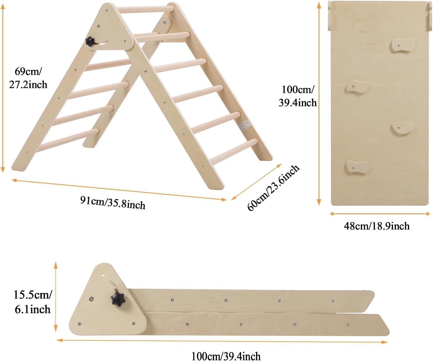 Mua Giant bean Foldable Wooden Climbing Triangle with Sliding Ramp, 3 ...