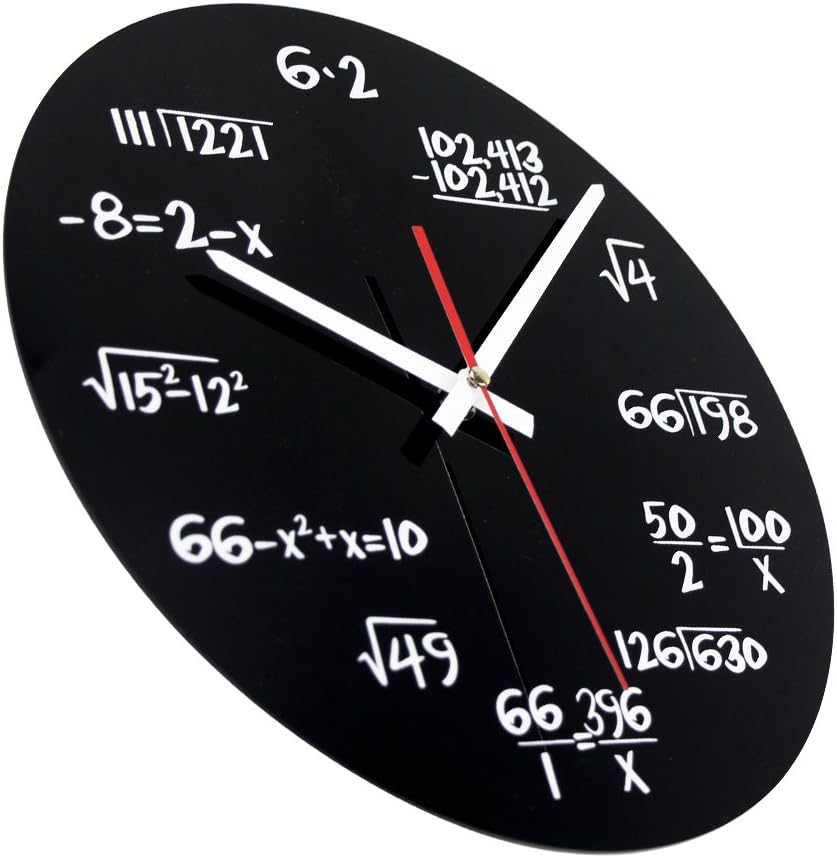 Timelike Math Clock, Unique Wall Clock Modern Design Novelty Maths ...