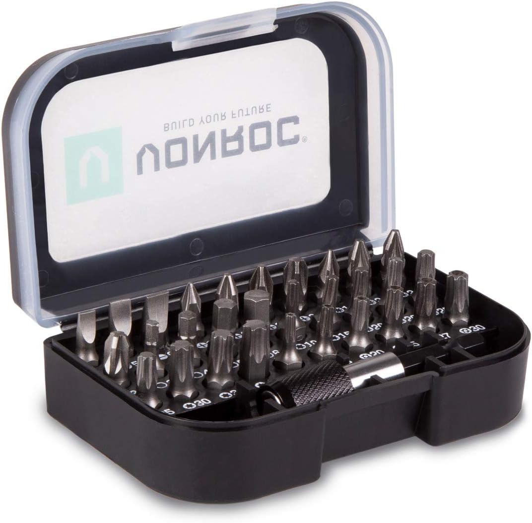 VONROC Universal Bit Set 31 Pieces Including Bit holder, storage box ...