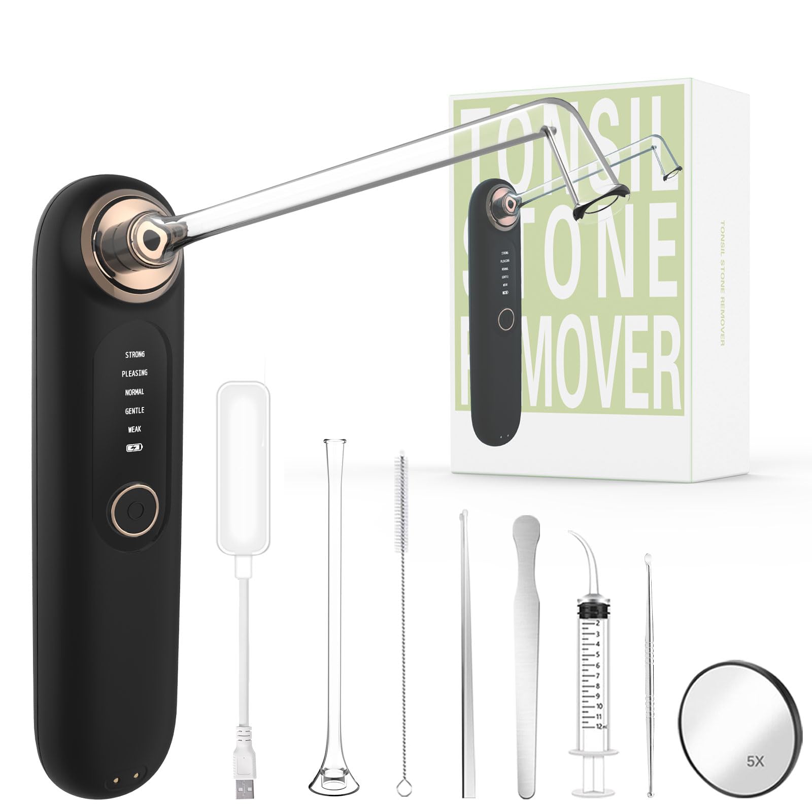 Tonsil Stone Removal Kit with 5 Mode Suction, 10 in 1 Electronic Tonsil ...