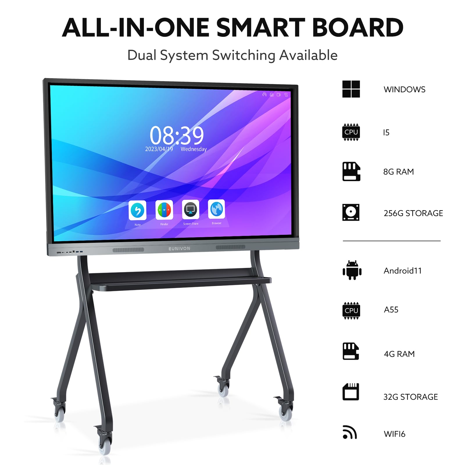 Mua EUNIVON Smart Board, 55'' 4K UHD Interactive Whiteboard, Touch ...