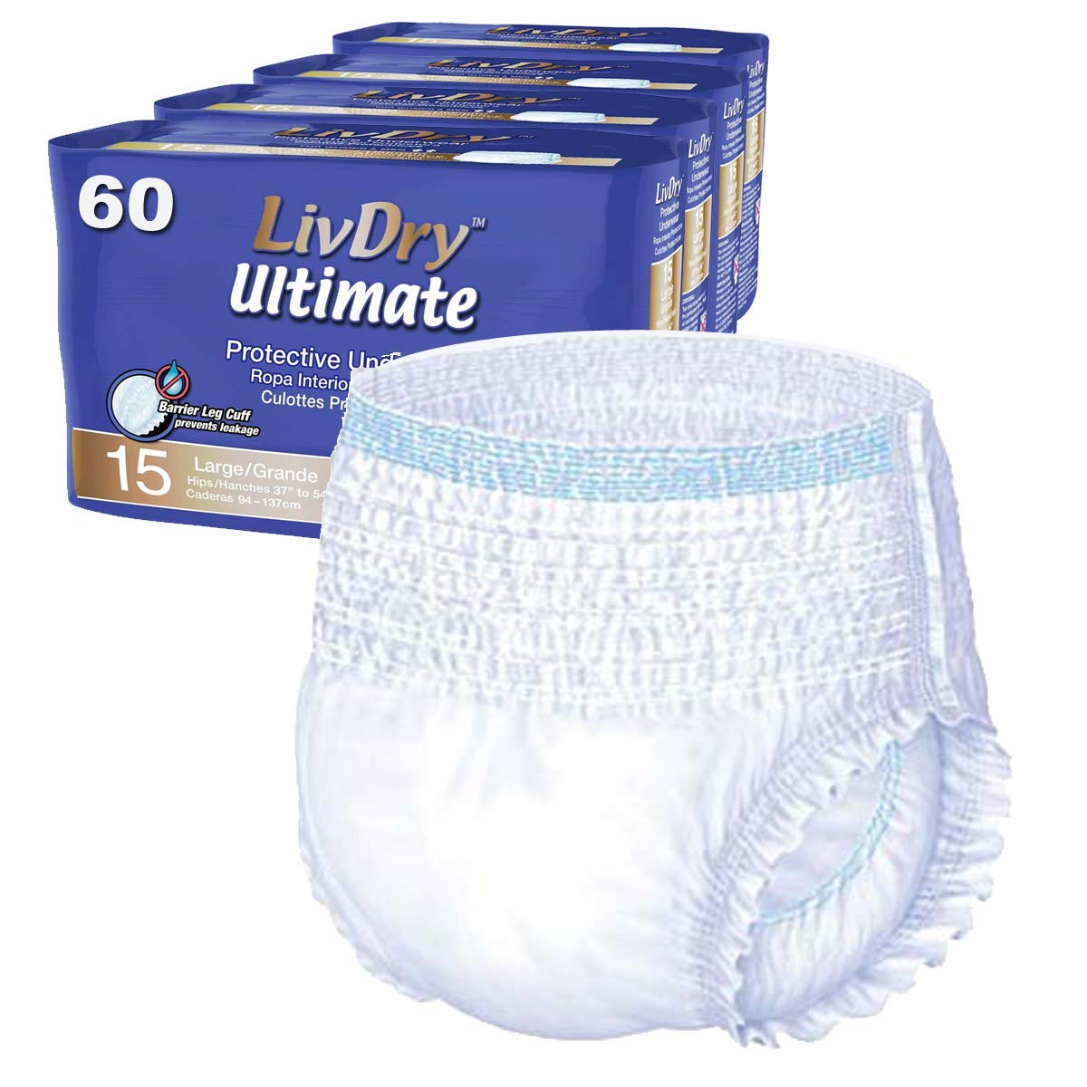 LivDry Large Ultimate Adult Incontinence Underwear, High Absorbency ...