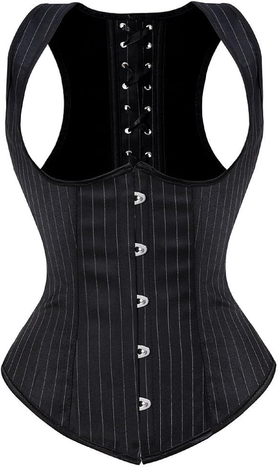 Kelvry Women Basques Stripes Underbust Corsets Sexy Lace up Waist ...