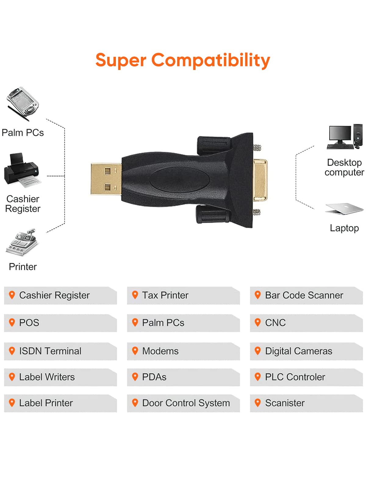 CableCreation USB To RS232 Adapter With FTDI Chipset, USB 2.0 Male To ...