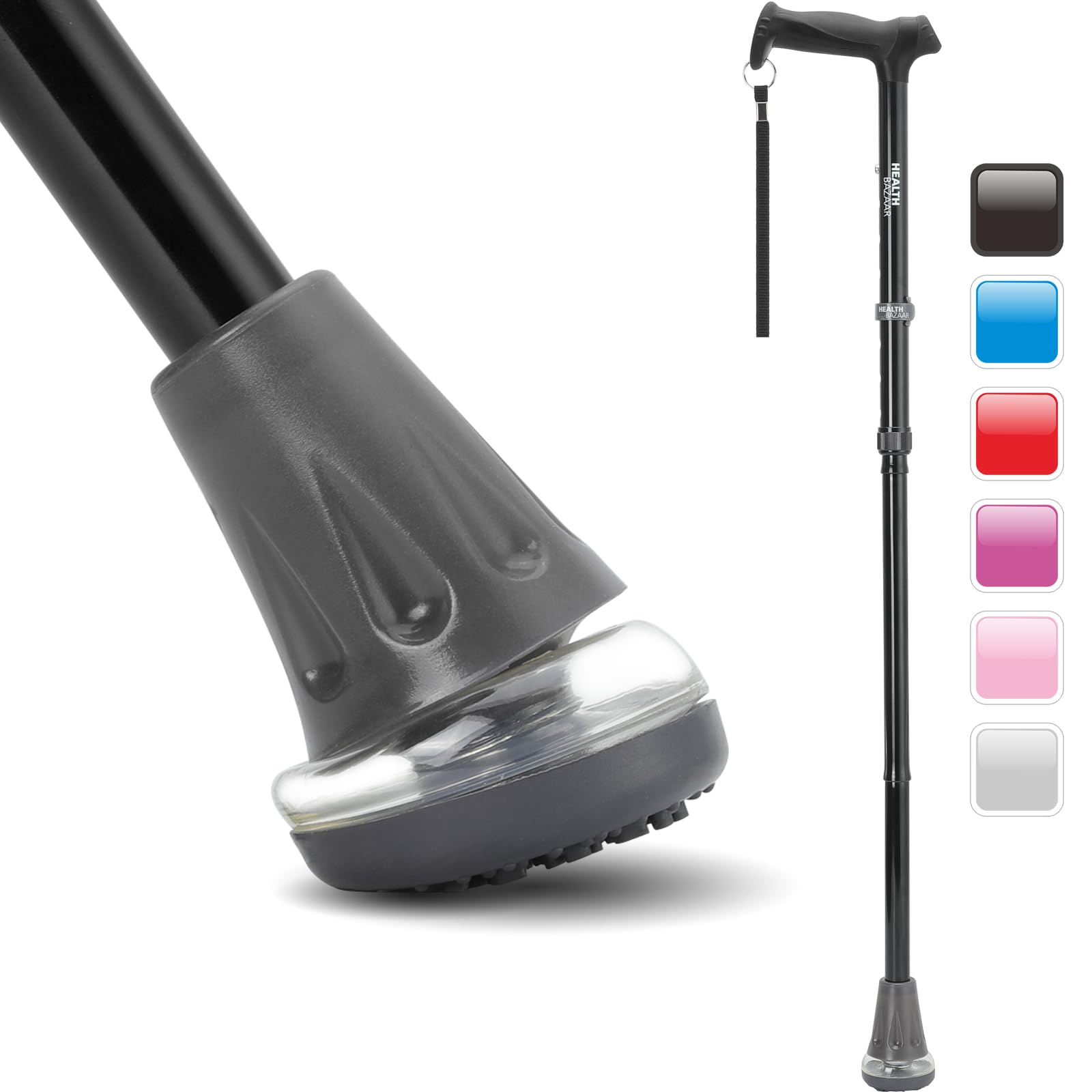 HEALTHBAZAAR All Terrain Walking Cane for Men & Women, Lightweight ...
