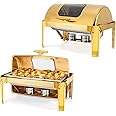 Amazon.com: ROVSUN 9QT 2 Packs Roll Top Chafing Dish Buffet Set,Rectangular NSF Stainless Steel ...