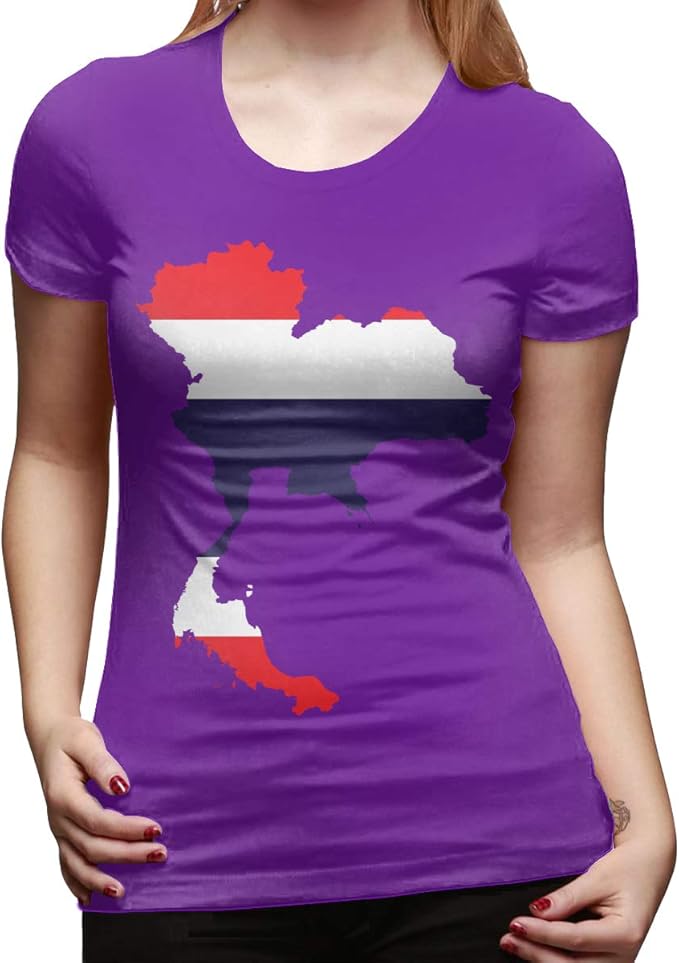 Thailand Flag Map Women's Round Tee Short Sleeved T-Shirt: Amazon.ca ...