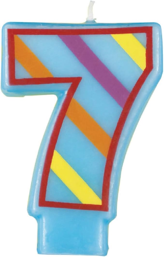 Amazon.com: Decorative Striped Number 7 Birthday Candle: Kitchen & Dining