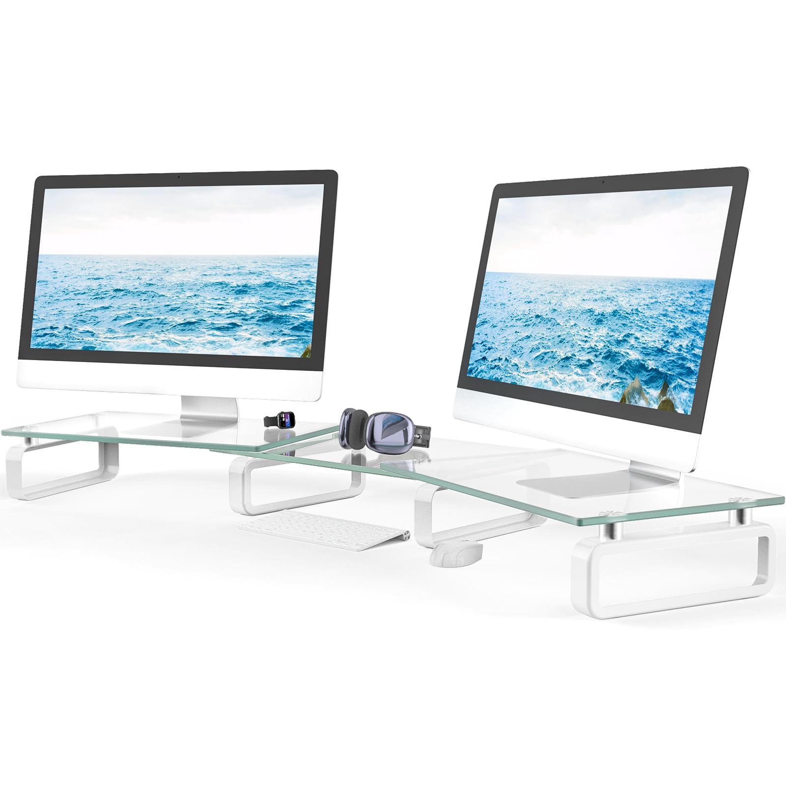 Hemudu Dual Monitor Stand, Computer Monitor Stand, Desktop Organizer ...