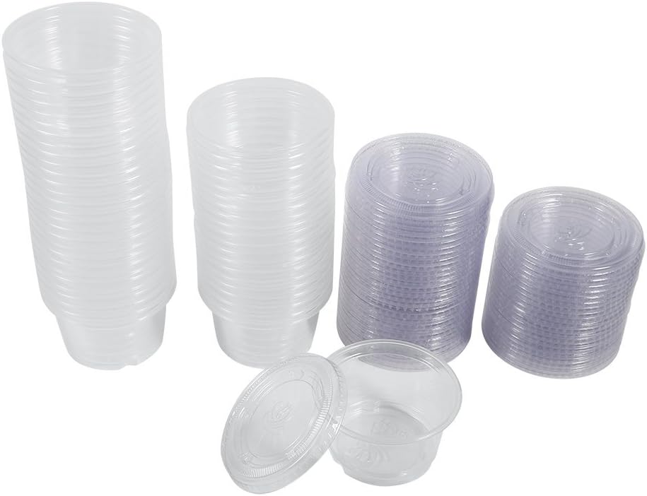 50Pcs Plastic Disposable Portion Cups Jello Shot Cups with Lids Sauce ...