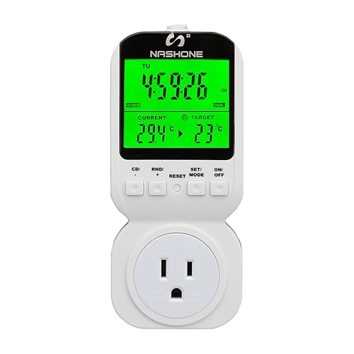 Nashone 7-day Programmable Thermostat Plug-in Digital Light Timer ...