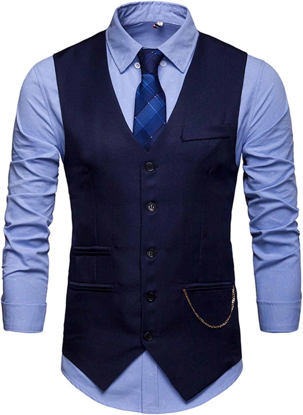 Uni-Wert Hombre Chaleco de Traje Blazers Waistcoat Cuello en V Sin ...