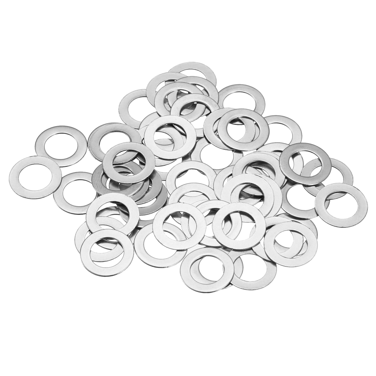 uxcell M6 304 Stainless Steel Flat Washers, 50pcs 6x10x0.5mm Ultra Thin ...