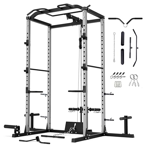 VANSWE Power Cage with LAT Pulldown Attachment, 1200-Pound Capacity ...