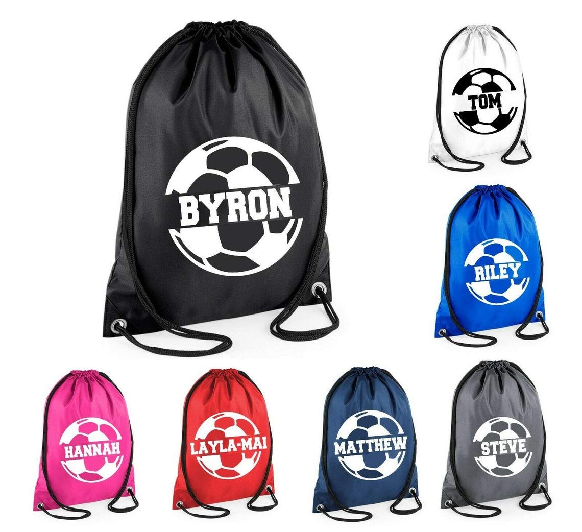 Kids Personalised Name Drawstring Football Bag SPLIT Design School Club ...