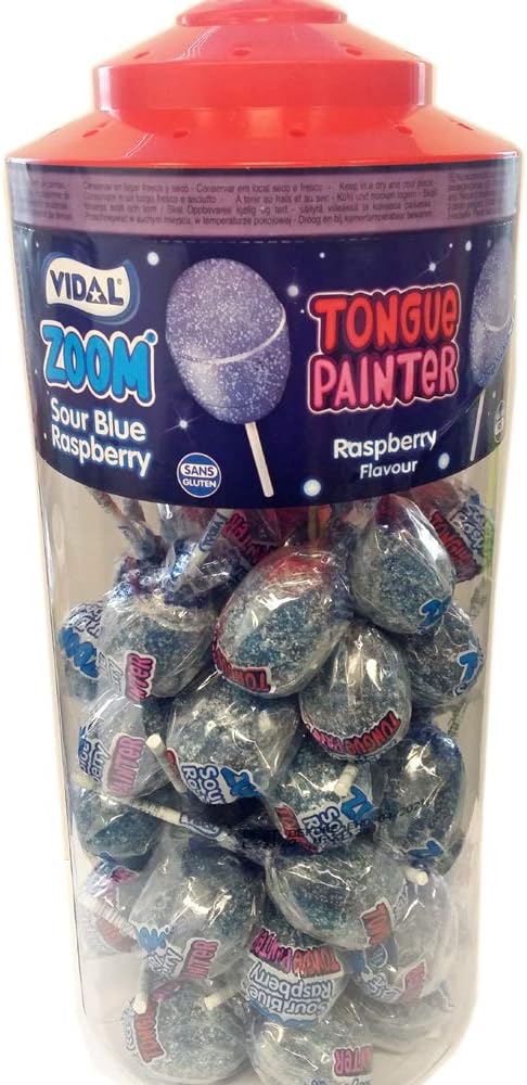 Vidal Zoom 50 x Tongue Painter Lollipops Blue Raspberry Sour 29 g ...