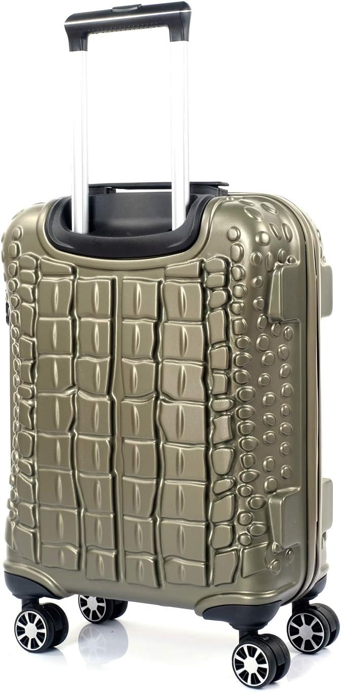 CCS Crocodile 8 Wheels Suitcase Trolley Carry On Hand Hard Shell Travel ...