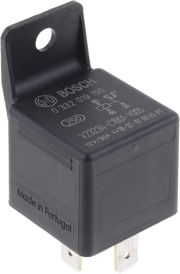 Bosch 0332019150 normal open Relay 12V 30A with holder, 5 terminals, IP5K4 operating temperature ...