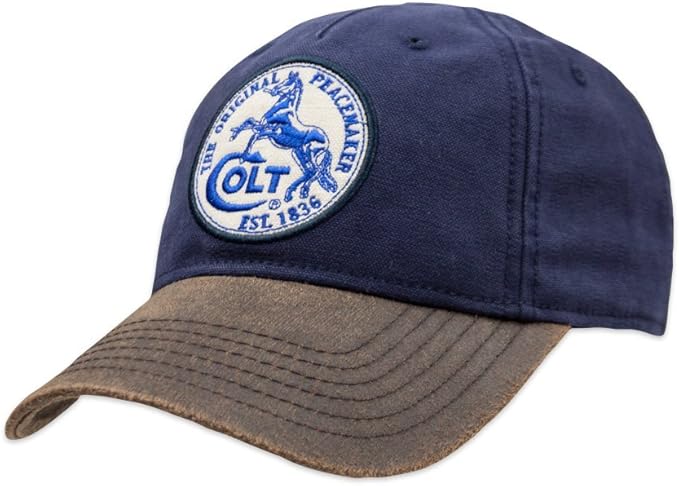 Amazon.com: Official Colt Firearms Baseball Cap Blue Canvas with White ...