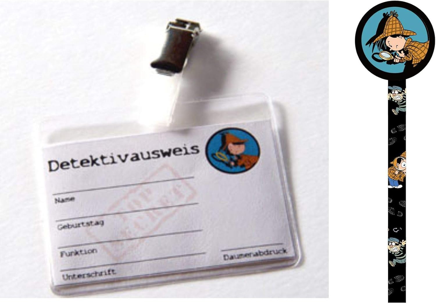 10 x Detektivausweis Detektiv Flo mit Clip und Hülle + 1 Bleistift ...