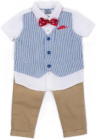Amazon.com: Little Lad Baby Boys 4-pc Stripe Vest, Shirt, Pants ...