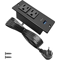 Desktop Recessed Power bar with 2 Outlets 2 USB 2.1A Insert Mounted ...