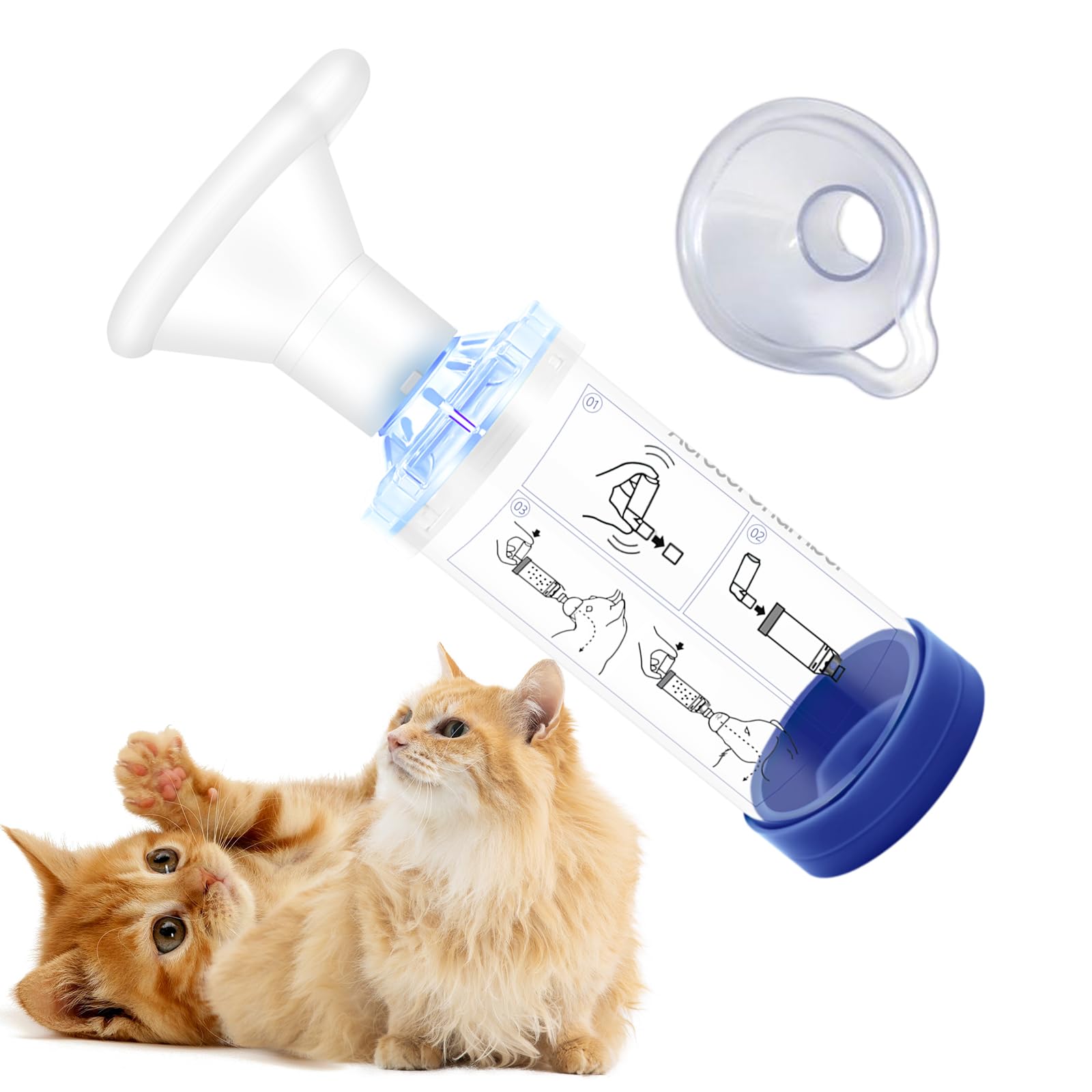 PAWFECTJEE Cat Inhaler Spacer with 2 Silicone Masks - Portable ...