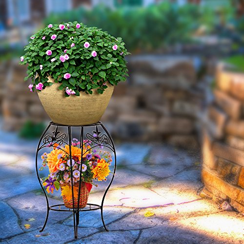 מוצר - Amagabeli Plant Stand 20 inch Tall 2 Tiers Rustproof Flower Pot ...
