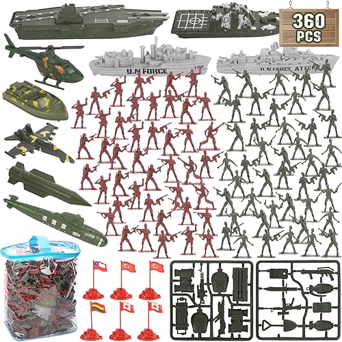 3 otters 360PCS Army Men Military Set, Army Men Toy Soldiers Plastic ...