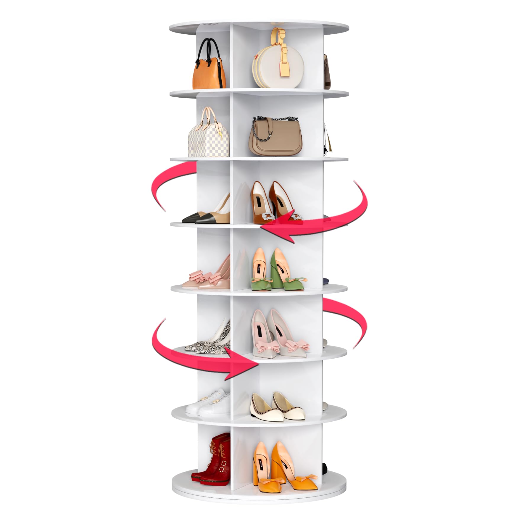 Slumber Castle Rotating Shoe Rack Tower, 7 Tier Revolving Shoe Rack ...