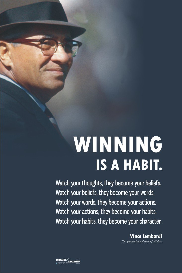 Winning is a Habit! Poster-Inspirational Words from Vince Lombardi, in ...