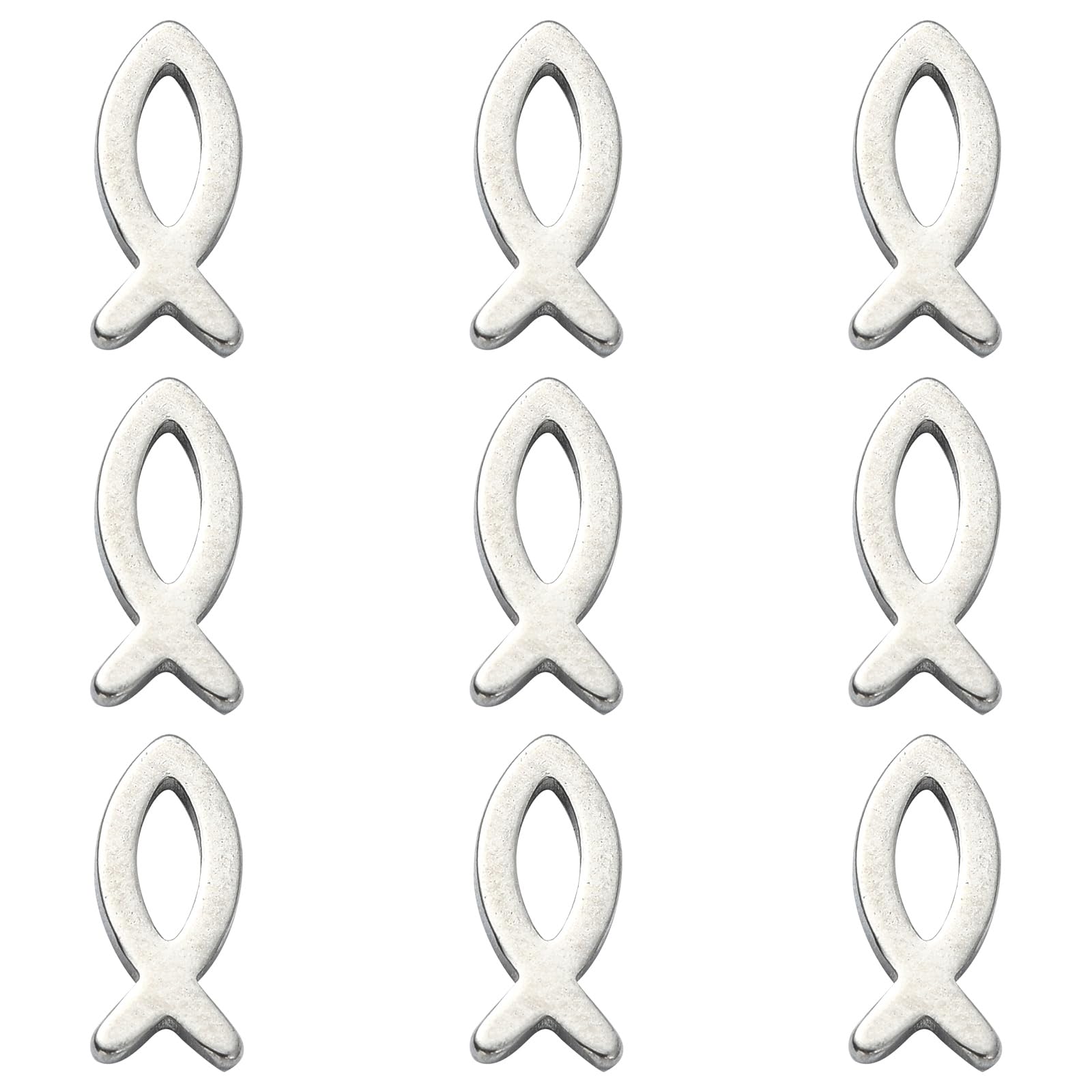 LiQunSweet 20 Pcs Stainless Steel Religious Christian Jesus Fish Charms ...