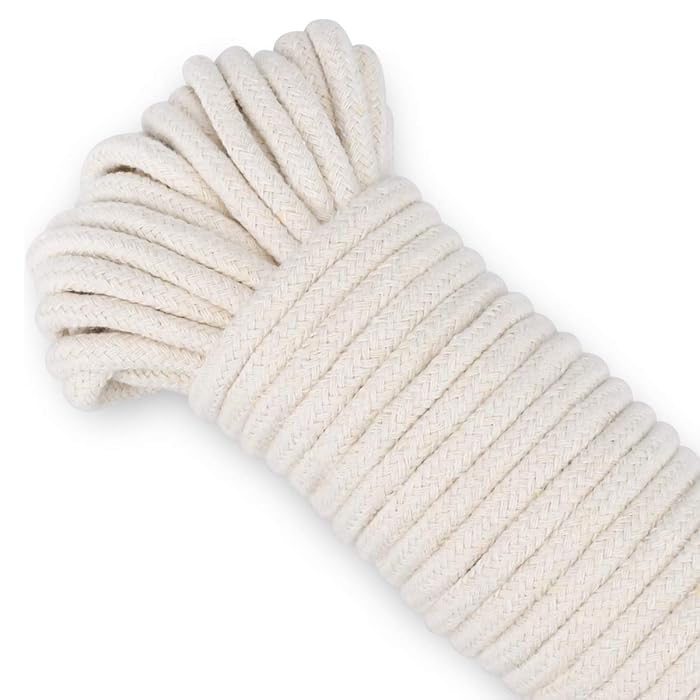 Buy Craft Rope 1/4 Inch Natural Cotton Rope 65 Feet Long Clothesline ...