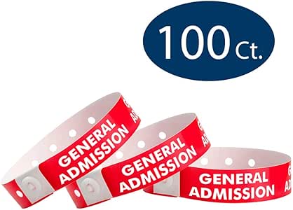 Amazon.com : WristCo Neon Red General Admission Plastic Wristbands ...