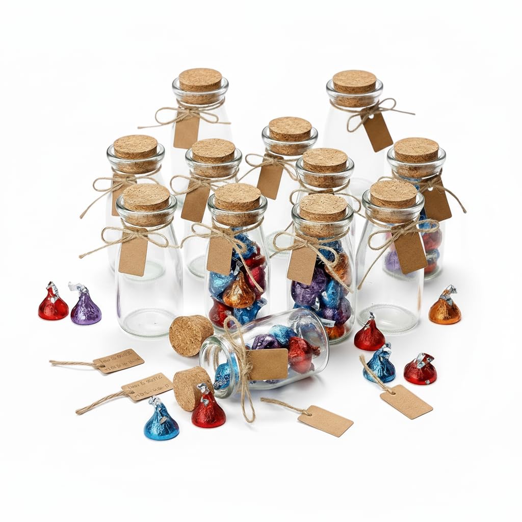 Otis Classic Small Glass Jars with Lids – Set of 12 Mini Glass Bottles ...